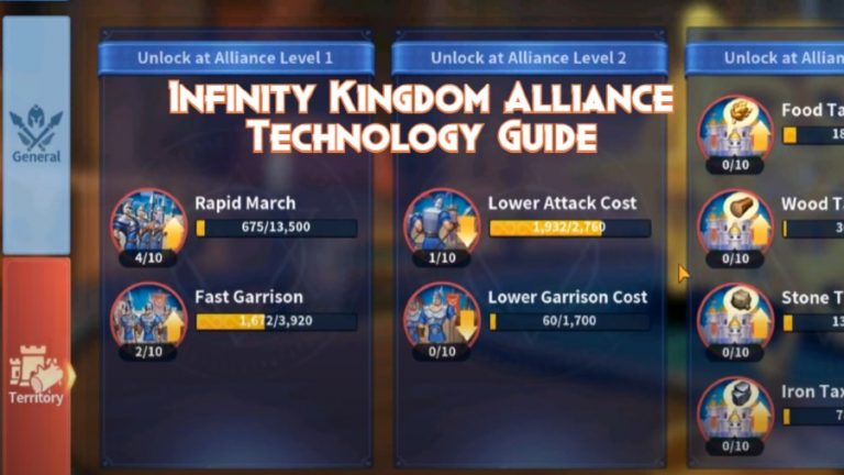 Infinity Kingdom Alliance Technology Guide - Pillar Of Gaming